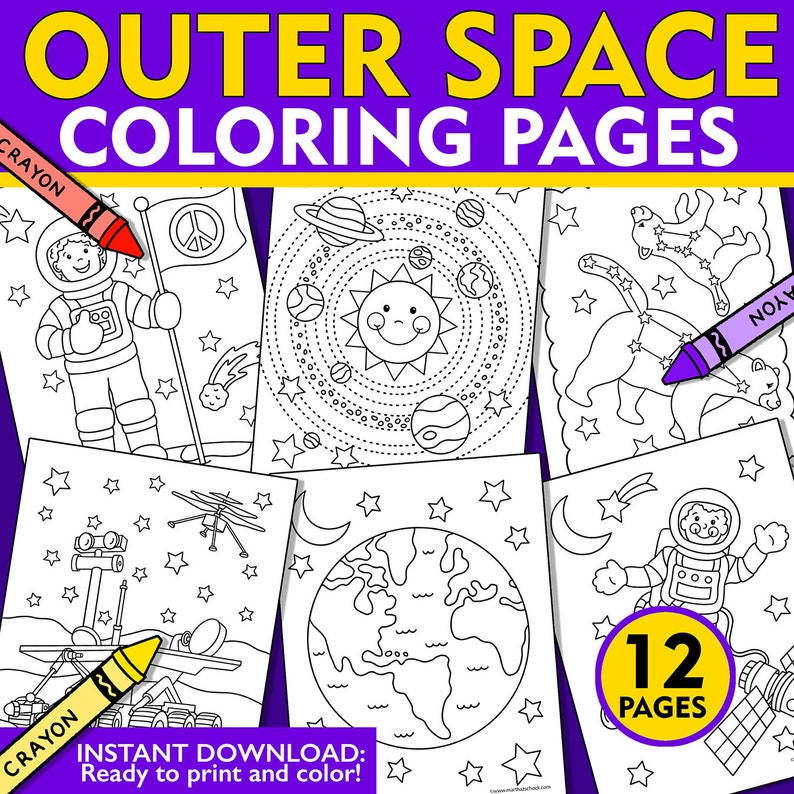 Space Coloring Pages: Solar System, Planets, Astronauts (PDF Download ...
