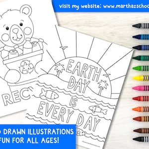 Earth Day Coloring Pages: Kids Activity Book (PDF Download) - Etsy