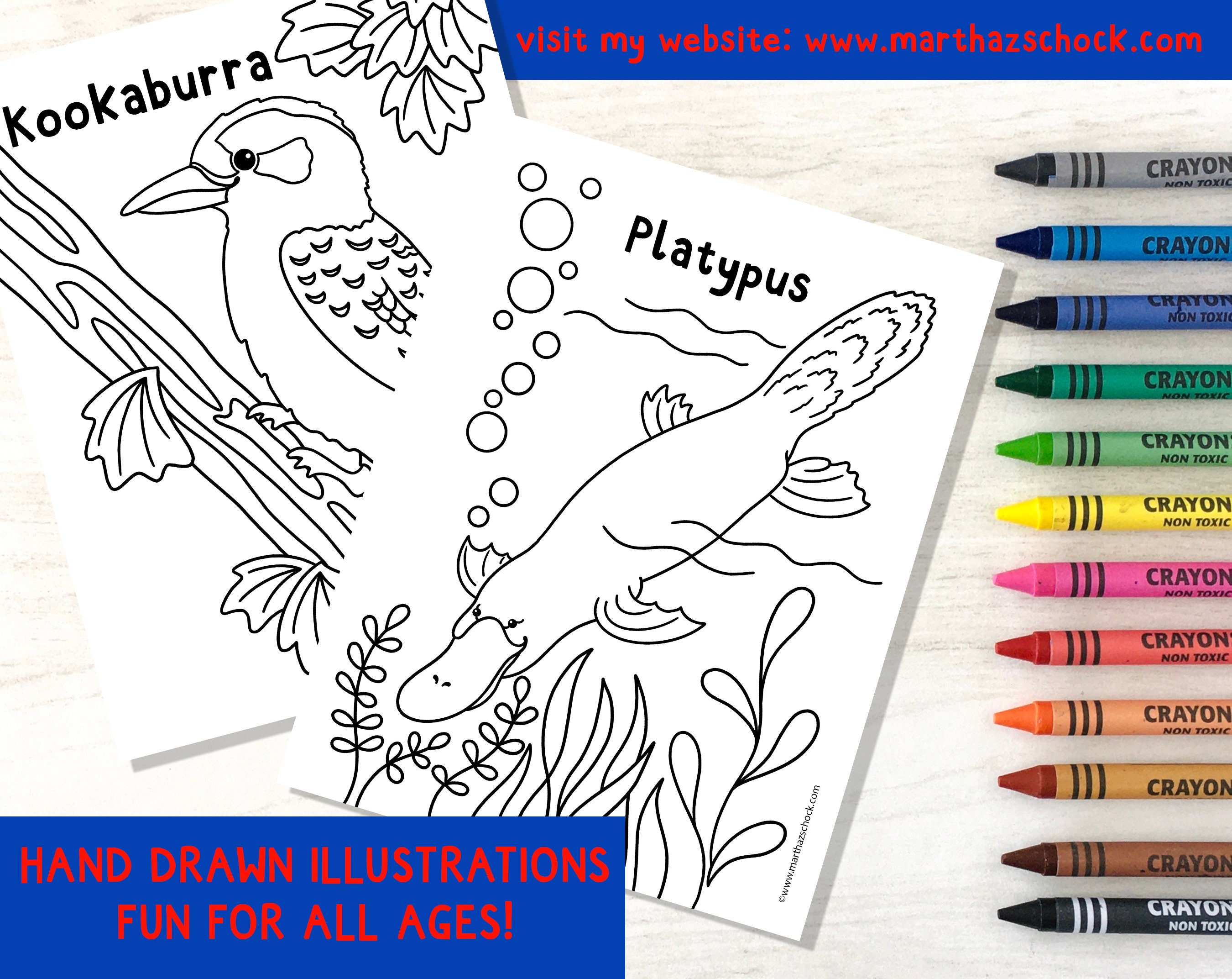 Australian Animals Coloring Pages: 15 Printable Designs (PDF) - Etsy
