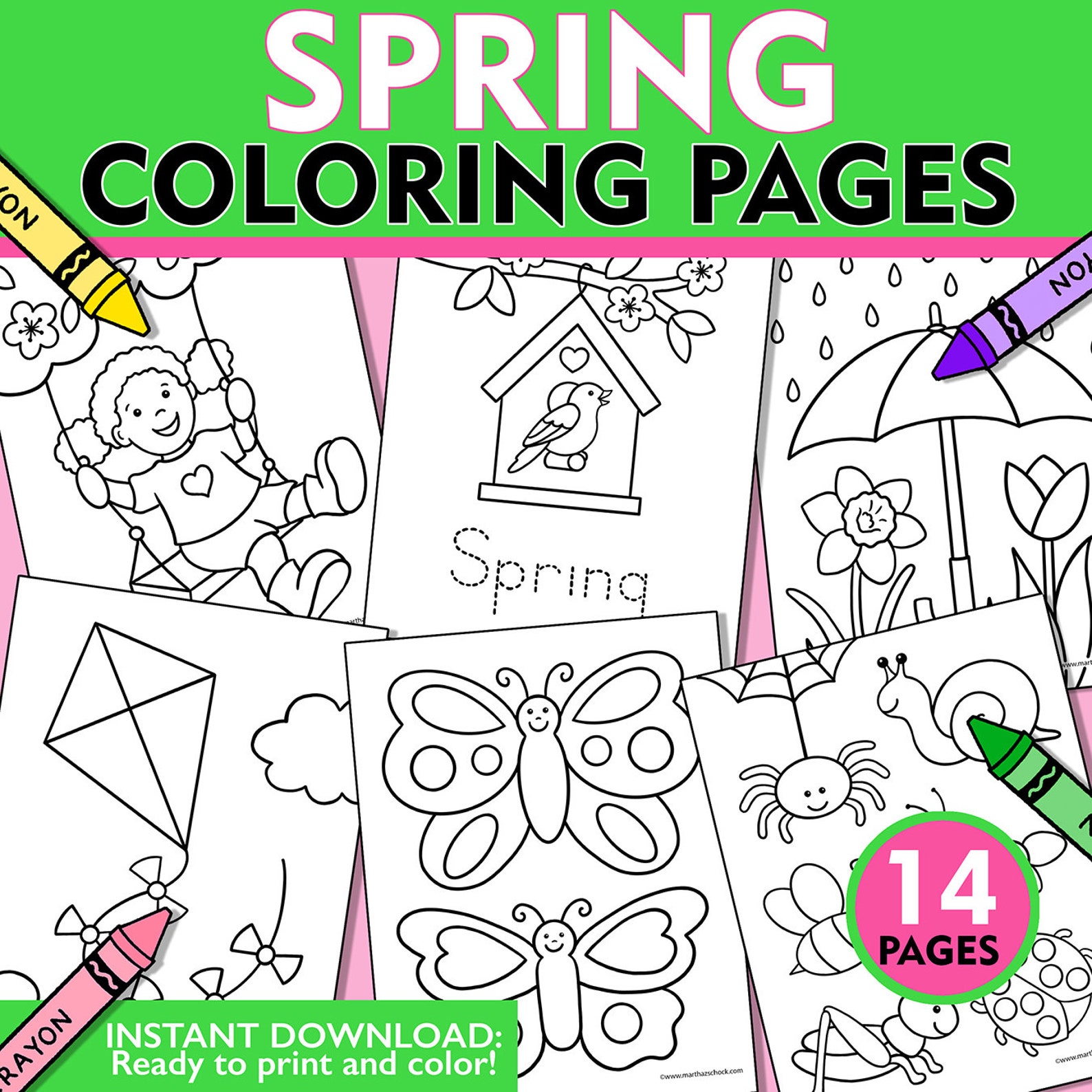 Spring Coloring Pages, Kids Spring Coloring Pages, Spring Coloring ...