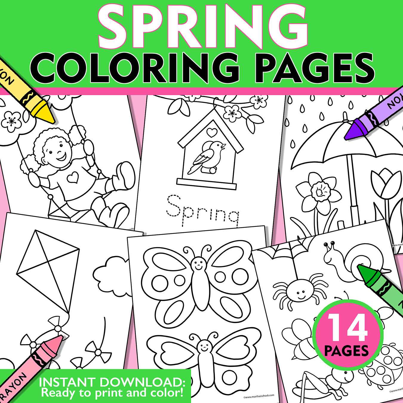 Spring Coloring Pages, Kids Spring Coloring Pages, Spring Coloring ...
