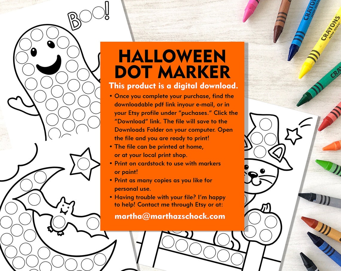 Halloween Dot Marker Coloring Pages: Fine Motor Activity (PDF) - Etsy