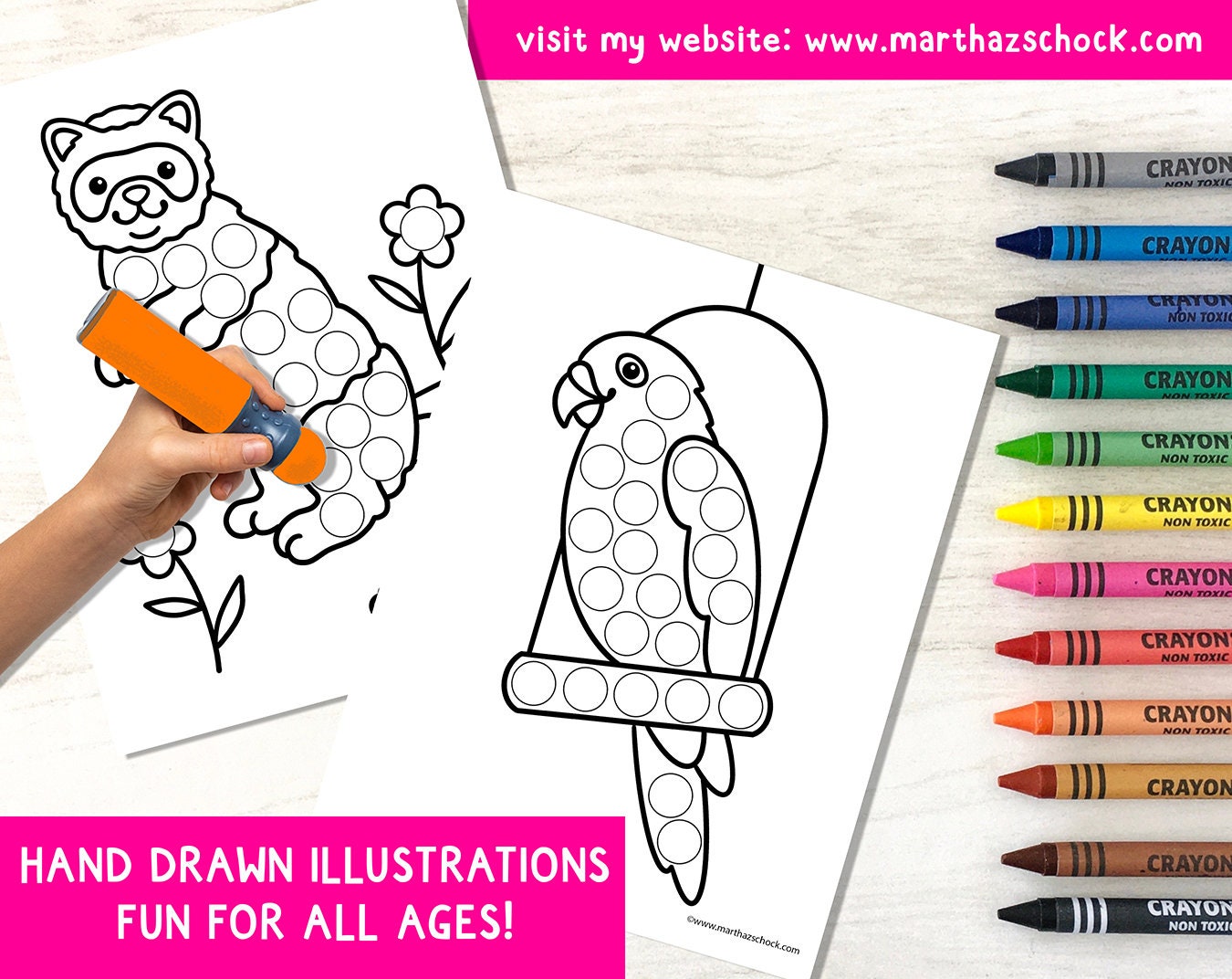 Pets Dot Marker Printable Coloring Pages, Pet Do a Dot Activity Pages ...