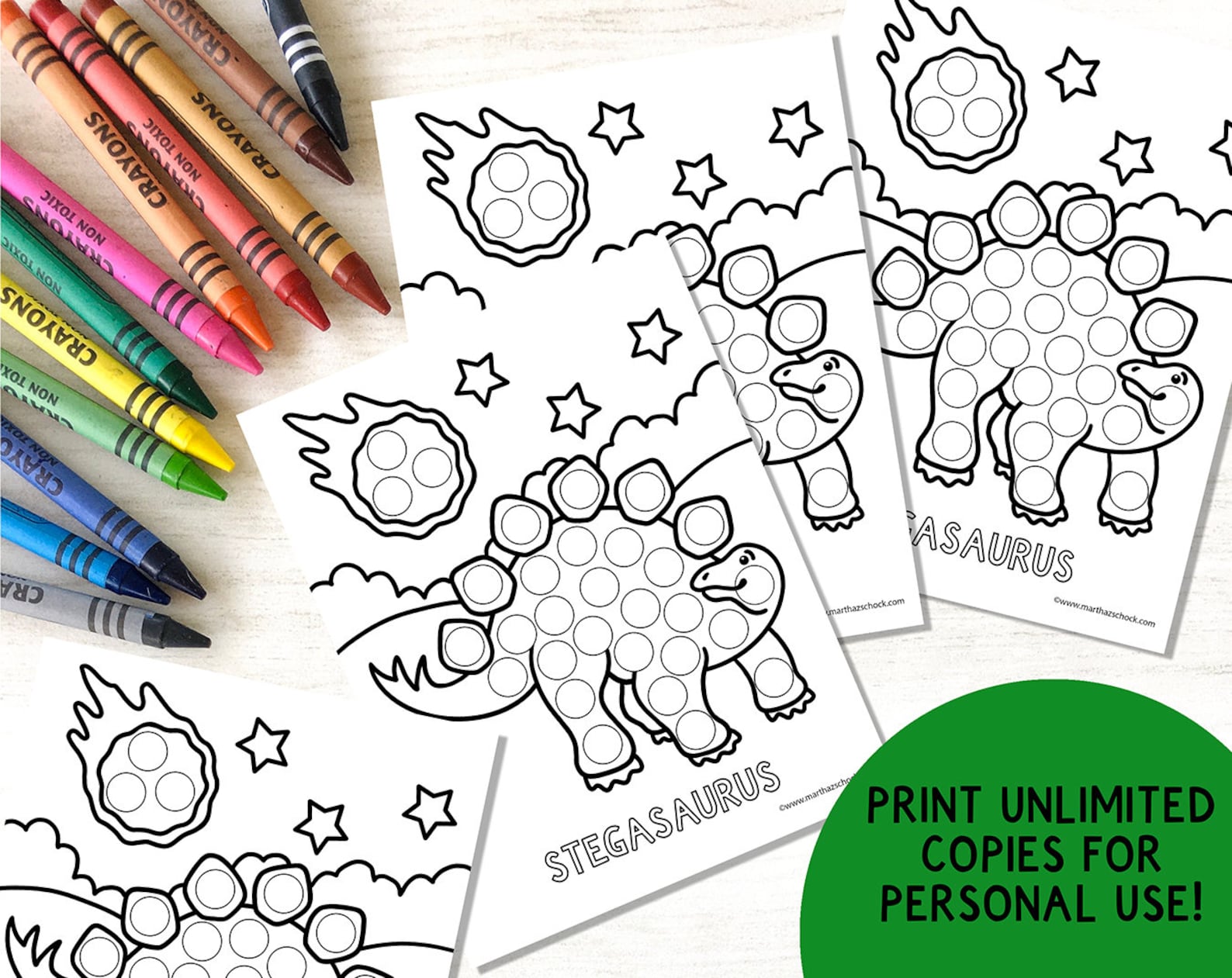 Dinosaur Dot Marker Coloring Pages: Fine Motor Activity (PDF Download ...