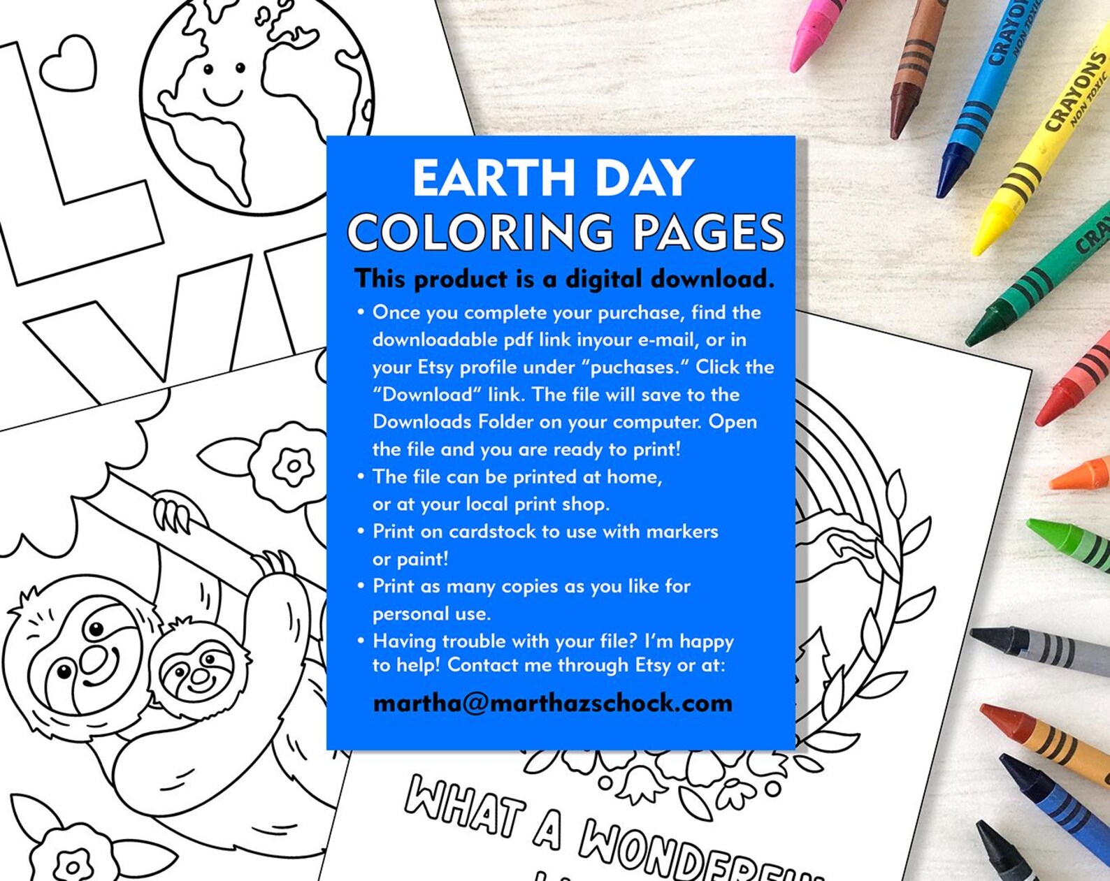 Earth Day Coloring Pages: Kids Activity Book (PDF Download) - Etsy