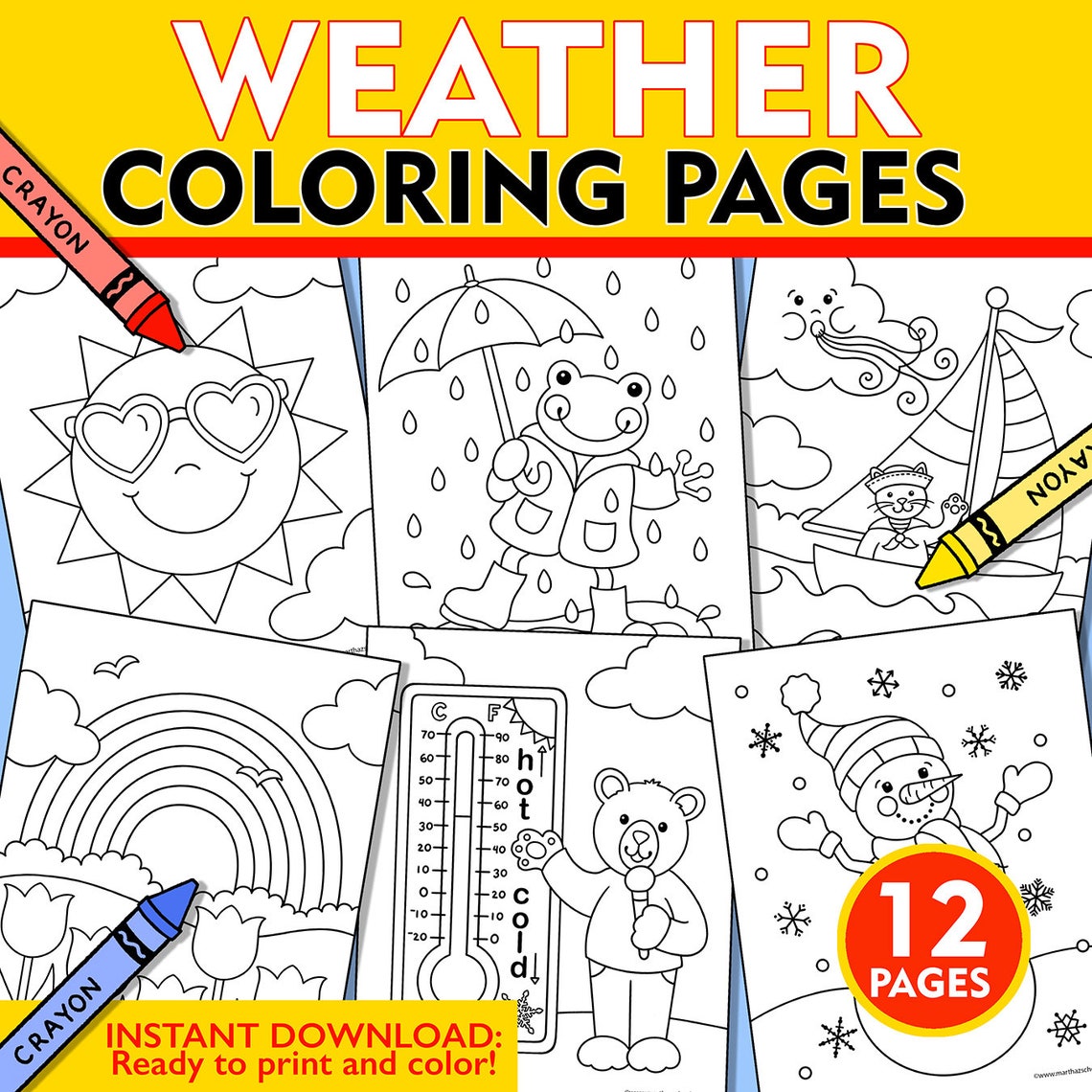 Weather Coloring Pages, Weather Coloring Sheets, Kids Weather Coloring ...
