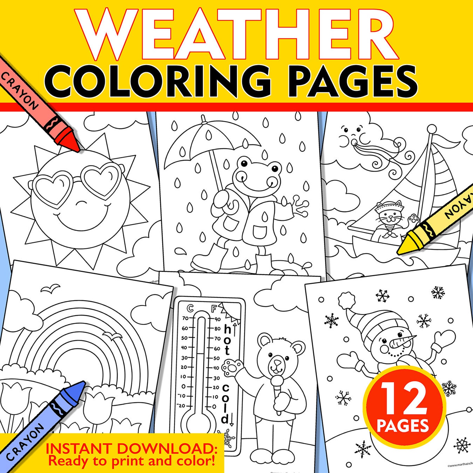 Weather Coloring Pages, Weather Coloring Sheets, Kids Weather Coloring ...