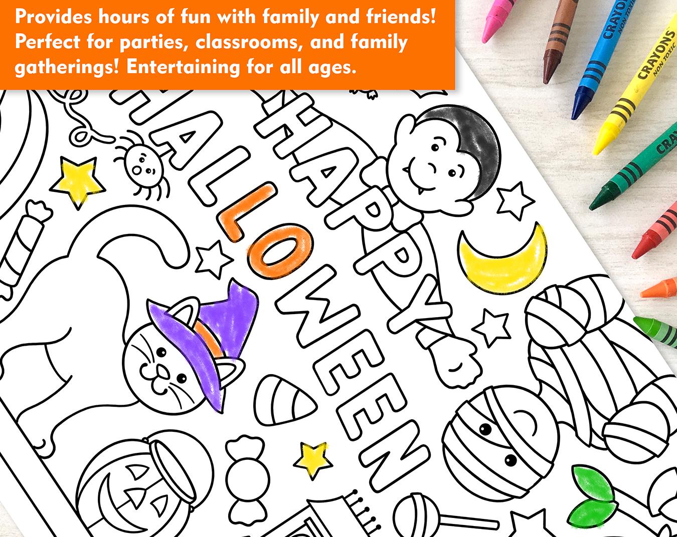 Giant Halloween Coloring Banner: Fall Party Table Cover (30”x72”) - Etsy