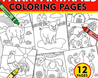 10 Page Farm Animal Coloring Book - Etsy