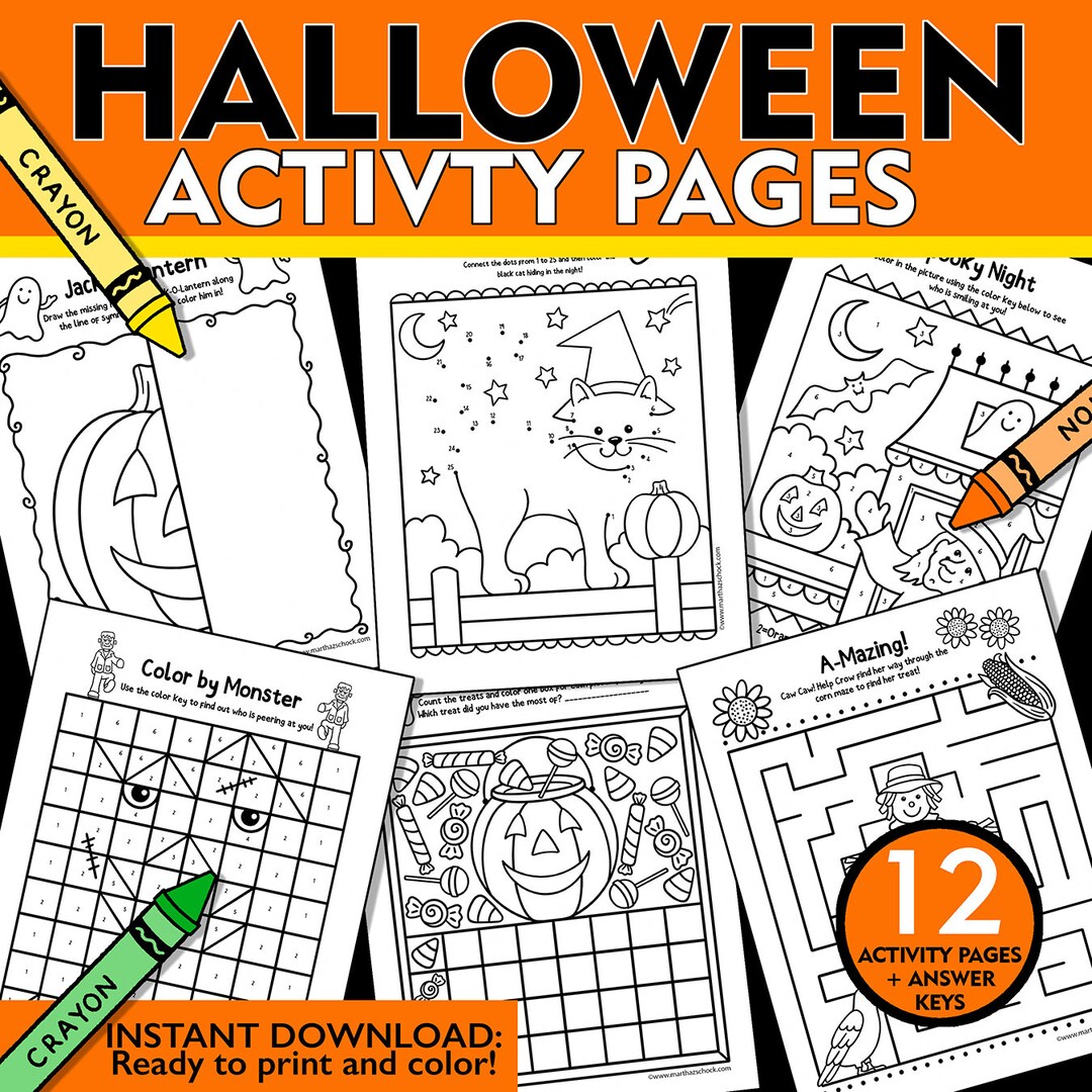 Halloween Activity Pages: Math, Mazes, Dot-to-dot (printable) - Etsy