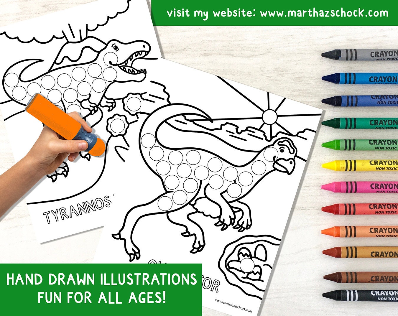 Dinosaur Dot Marker Coloring Pages: Fine Motor Activity (PDF Download ...