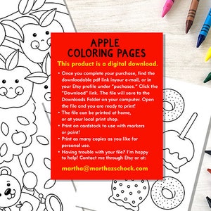 Apple Coloring Pages: Fall Activity, Kids Printable (PDF Download) - Etsy