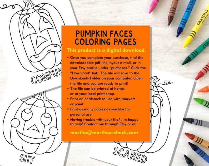 Pumpkin Faces Coloring Pages: Emotions SEL Activity (PDF Download) - Etsy