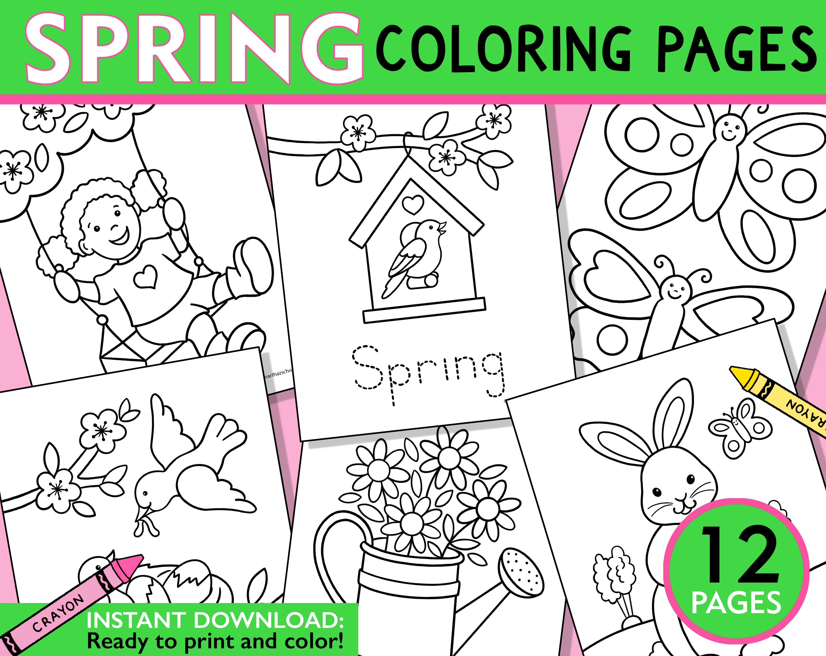 Spring Coloring Pages, Kids Spring Coloring Pages, Spring Coloring ...