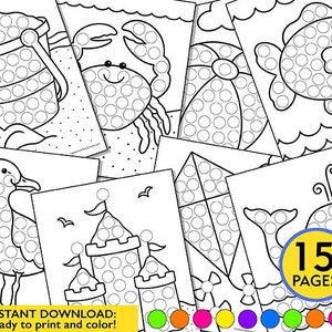Summer Dot Marker Coloring Pages: Fine Motor Activity (PDF) - Etsy