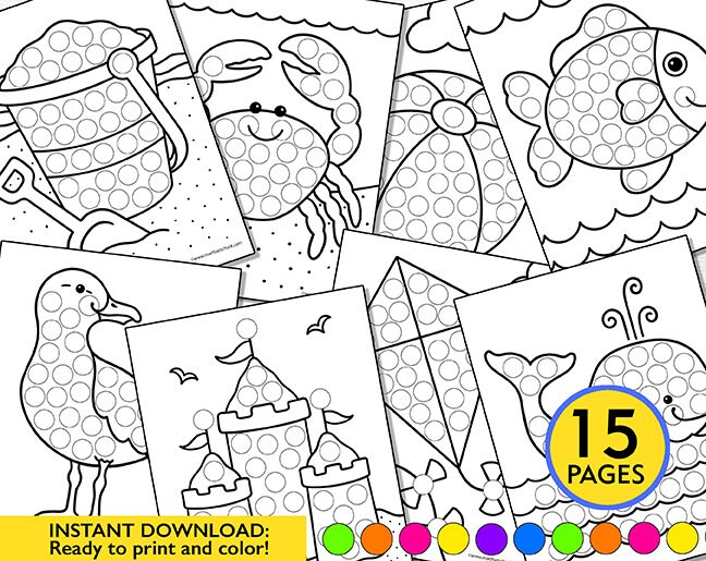 Summer Dot Marker Coloring Pages: Fine Motor Activity (PDF) - Etsy