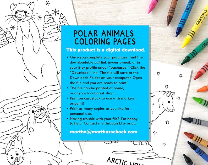 Arctic Animals Coloring Pages: 16 Winter Printables (PDF) - Etsy