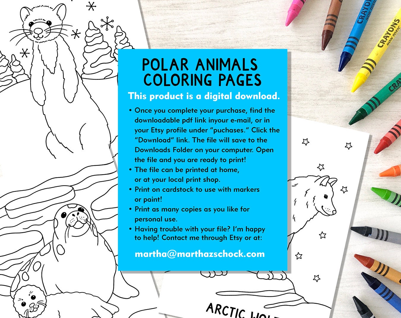 Arctic Animals Coloring Pages: 16 Winter Printables (PDF) - Etsy