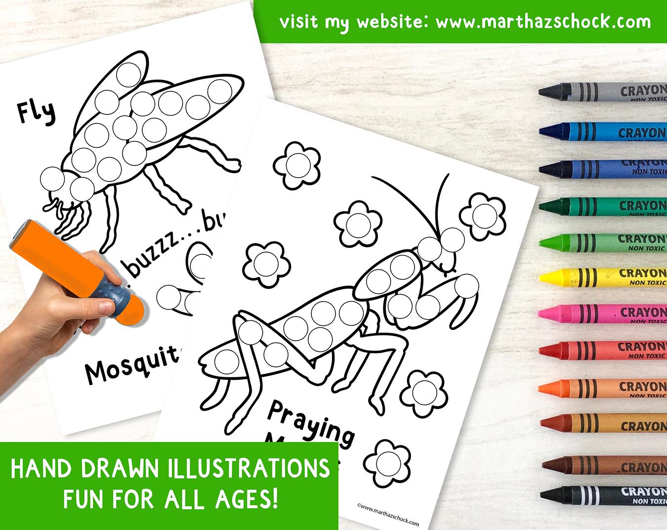 Insect Dot Marker Activity: Fine Motor Skills, Preschool Printable (PDF ...