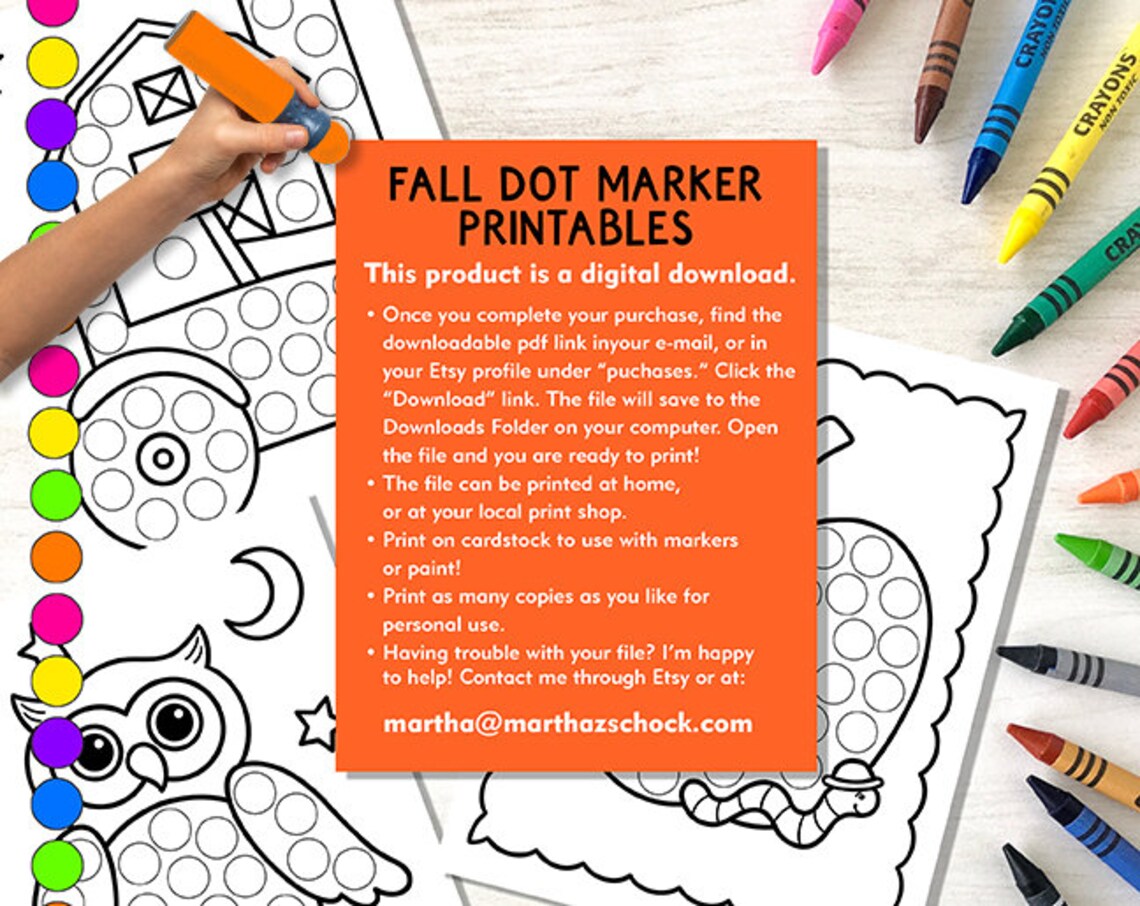 Fall Dot Marker Activity: Fine Motor Coloring Pages (PDF Download) - Etsy