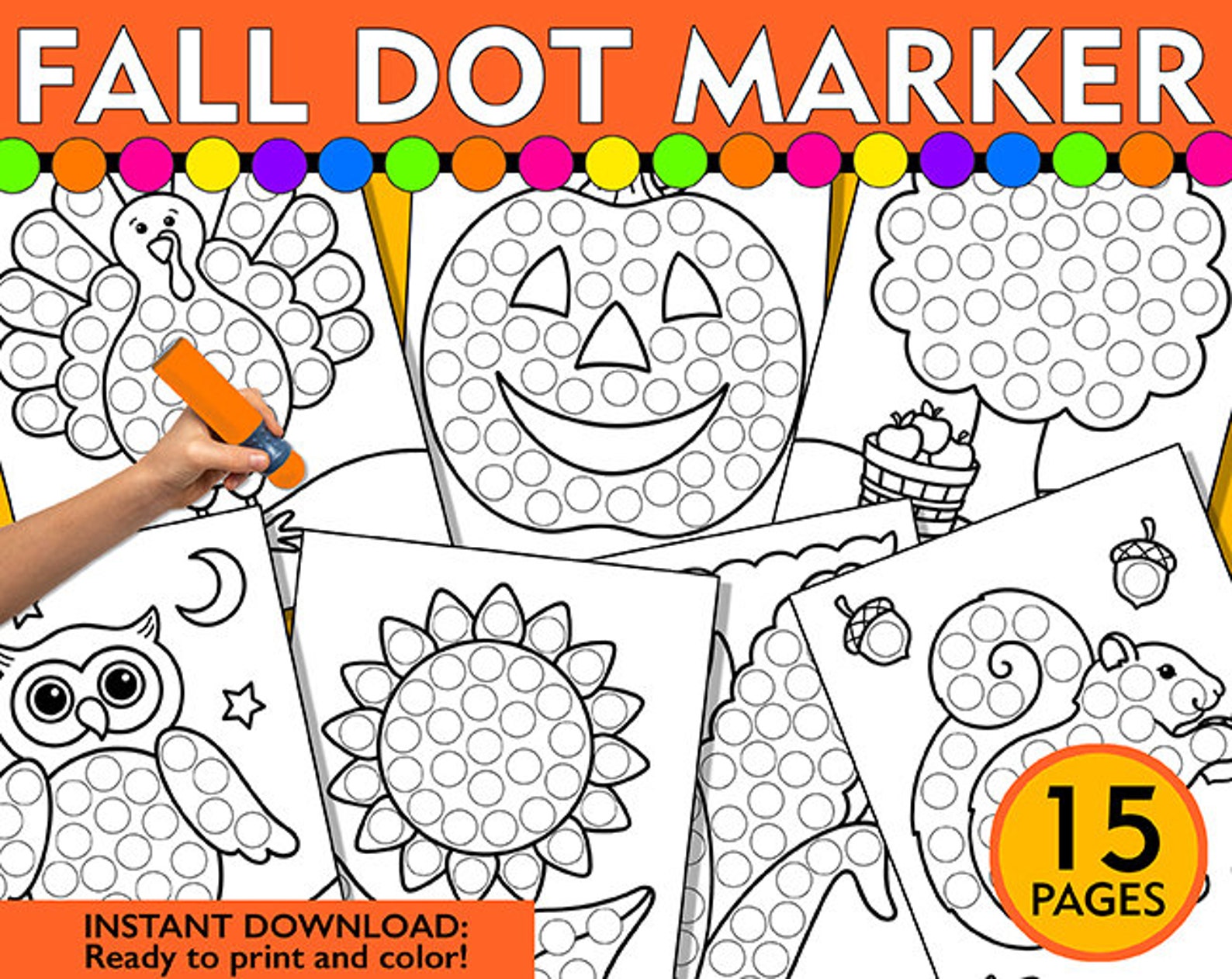 Fall Dot Marker Activity: Fine Motor Coloring Pages (PDF Download) - Etsy