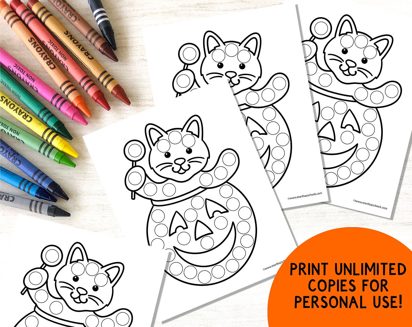 Halloween Dot Marker Coloring Pages: Fine Motor Activity (PDF) - Etsy