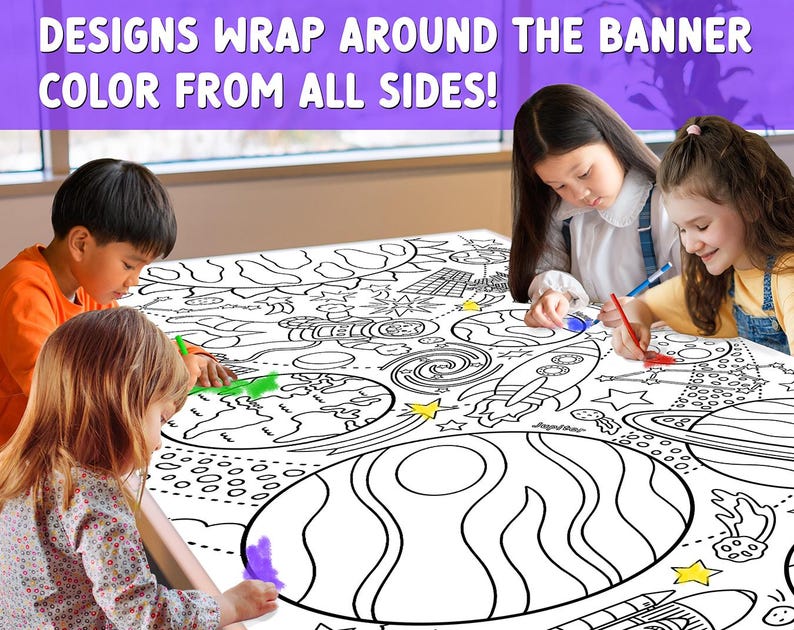 GIANT Outer Space Coloring Poster or Banner | Solar System Paper Table ...