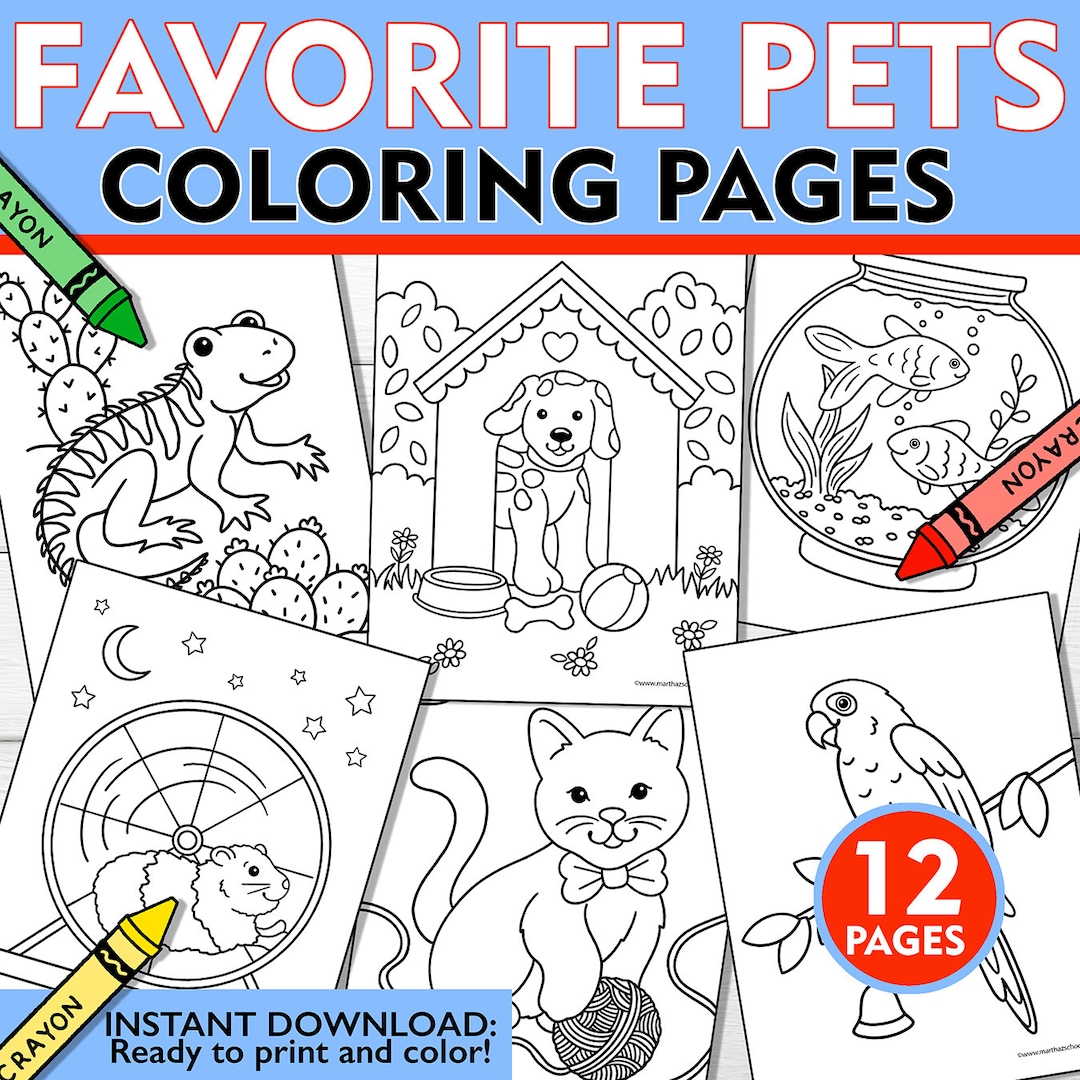Pets Coloring Pages, Pet Friends Coloring Pages, Favorite Pets Coloring ...