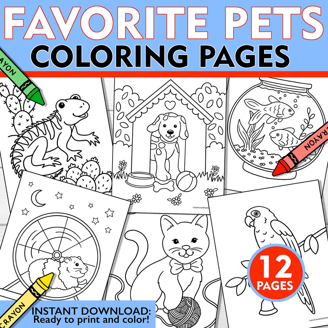 Pets Coloring Pages, Pet Friends Coloring Pages, Favorite Pets Coloring ...