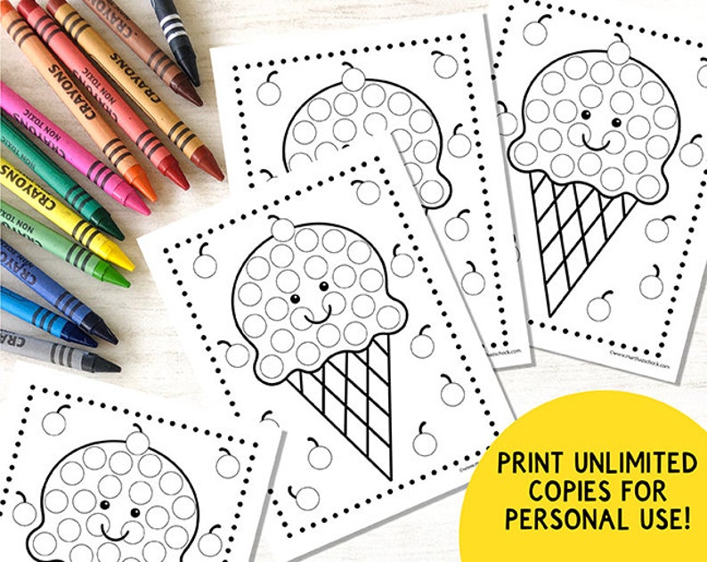 Summer Dot Marker Coloring Pages: Fine Motor Activity (PDF) - Etsy