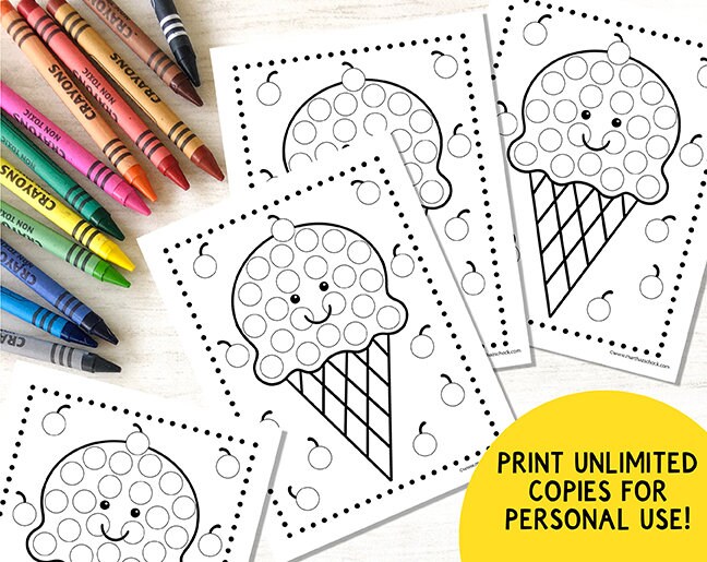 Summer Dot Marker Coloring Pages: Fine Motor Activity (PDF) - Etsy