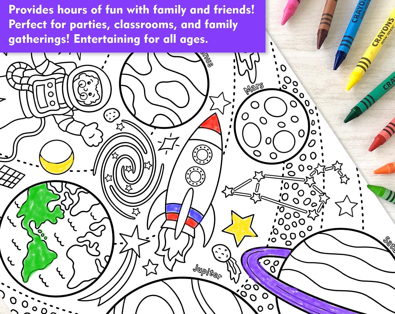 GIANT Outer Space Coloring Poster or Banner | Solar System Paper Table ...