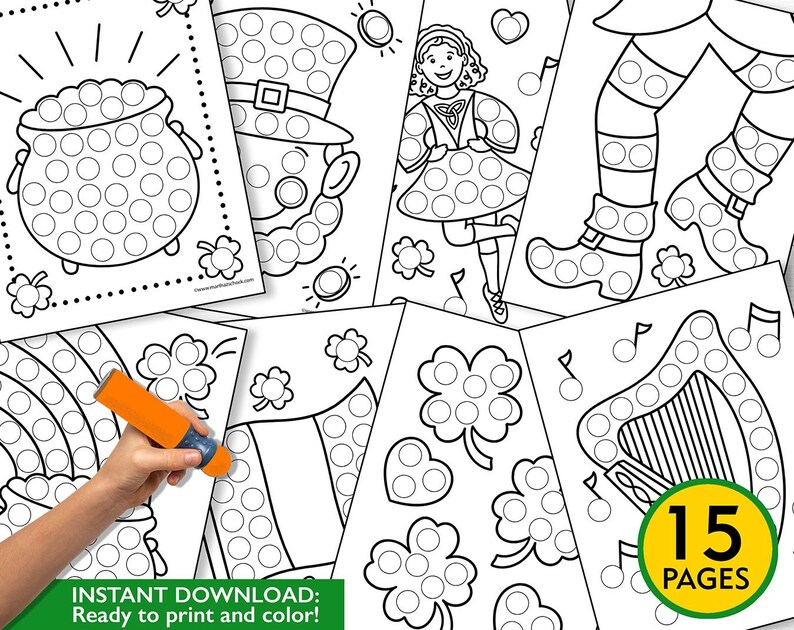 St Patricks Day Dot Marker Coloring Pages: Fine Motor Skills (digital ...