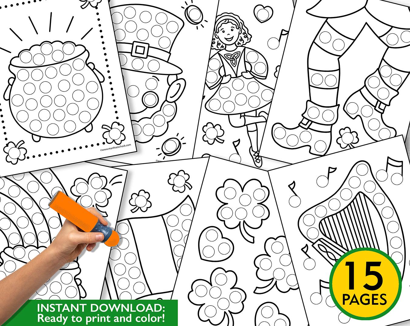 St Patricks Day Dot Marker Coloring Pages: Fine Motor Skills (digital ...