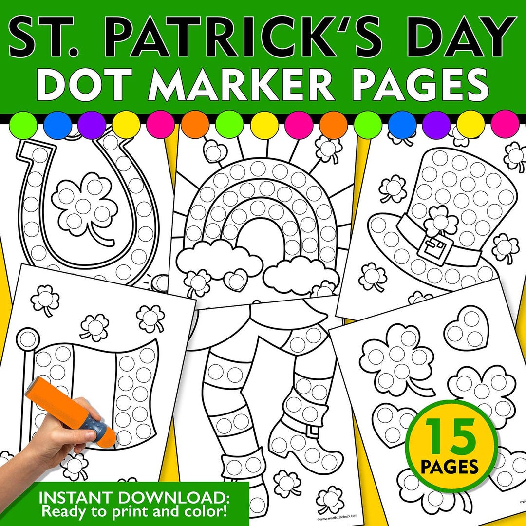St Patricks Day Dot Marker Coloring Pages: Fine Motor Skills (digital ...