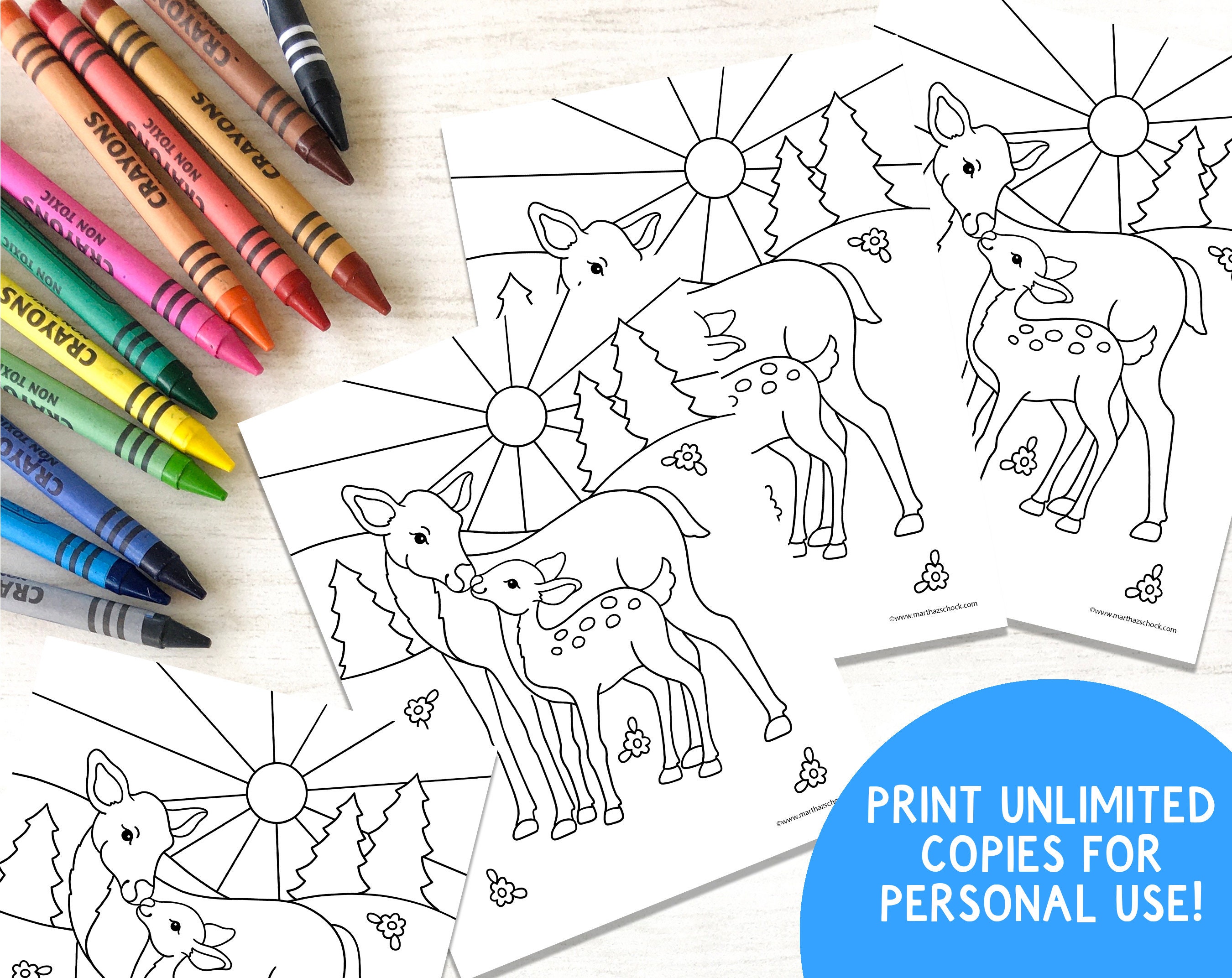 Forest Animal Coloring Pages: Woodland Friends, 15 Illustrations (PDF ...