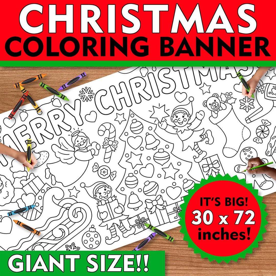 GIANT Christmas Coloring Poster or Banner | Holiday Paper Table Cover ...
