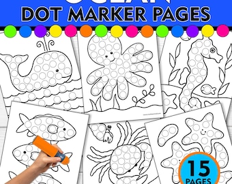 Sea Animals Dot Marker | Printable Ocean Animal Do a Dot Coloring Pages ...