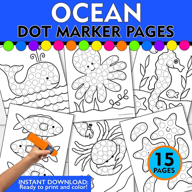 Ocean Dot Marker Coloring Pages: Under the Sea Activity (PDF Download ...