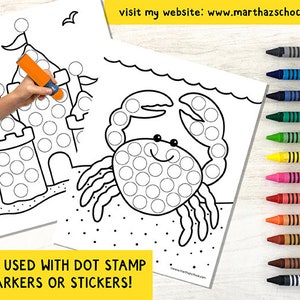 Summer Dot Marker Coloring Pages: Fine Motor Activity (PDF) - Etsy