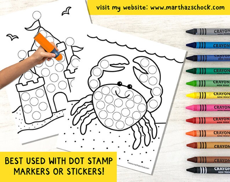 Summer Dot Marker Coloring Pages: Fine Motor Activity (PDF) - Etsy