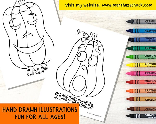 Pumpkin Faces Coloring Pages: Emotions SEL Activity (PDF Download) - Etsy