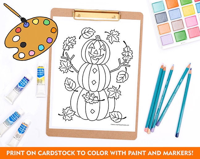 Pumpkin Coloring Pages: Fall Harvest Activity (PDF Download) - Etsy