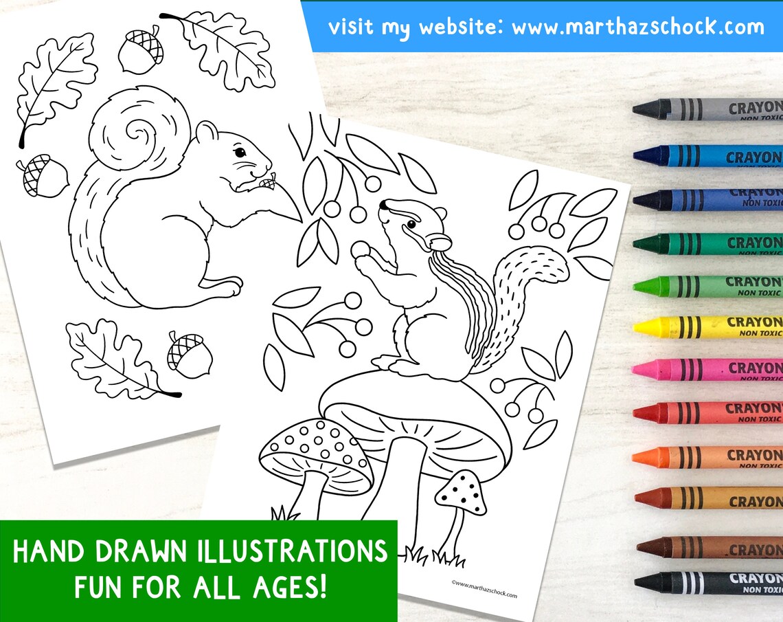 Forest Animal Coloring Pages: Woodland Friends, 15 Illustrations (PDF ...