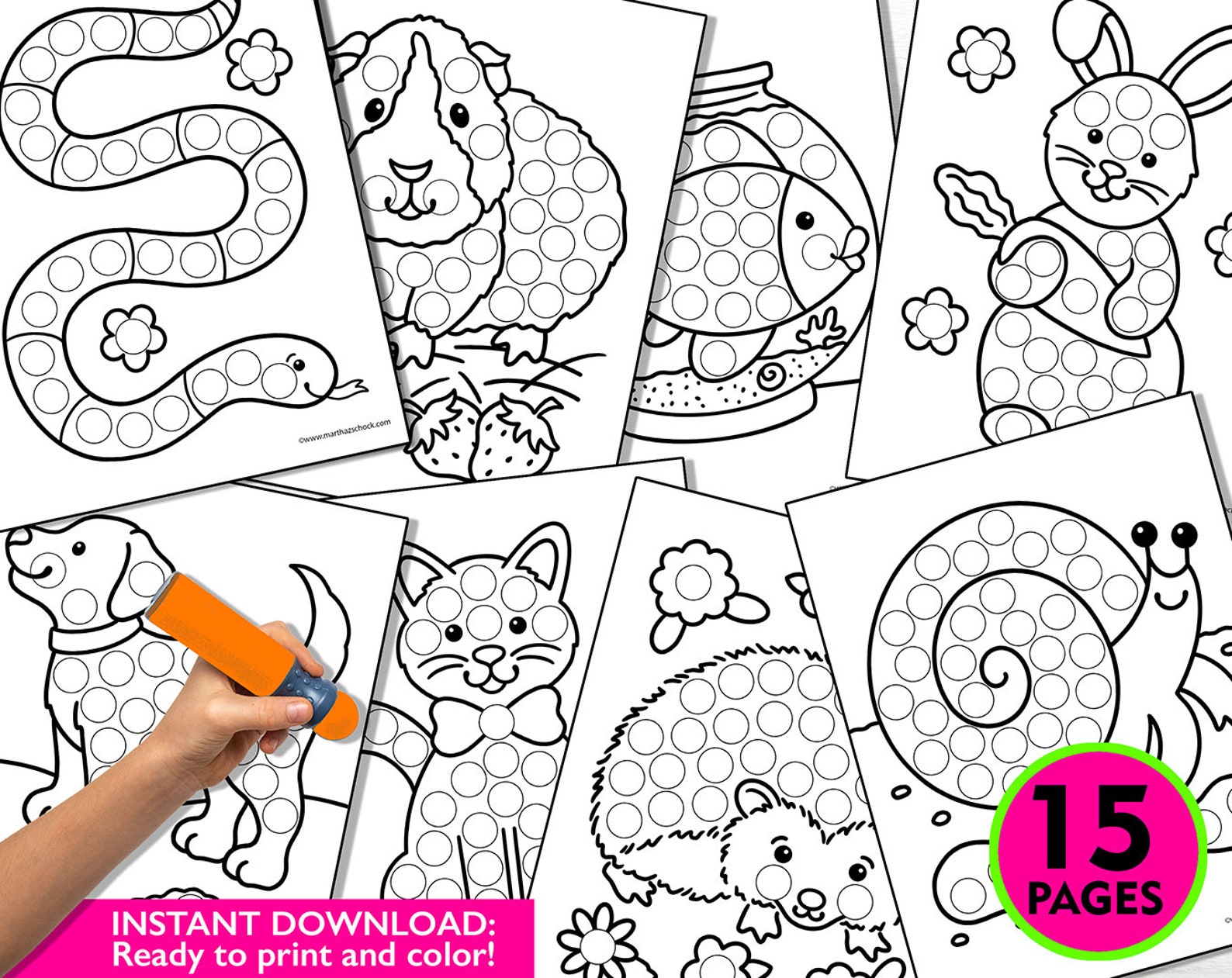 Pets Dot Marker Printable Coloring Pages, Pet Do a Dot Activity Pages ...