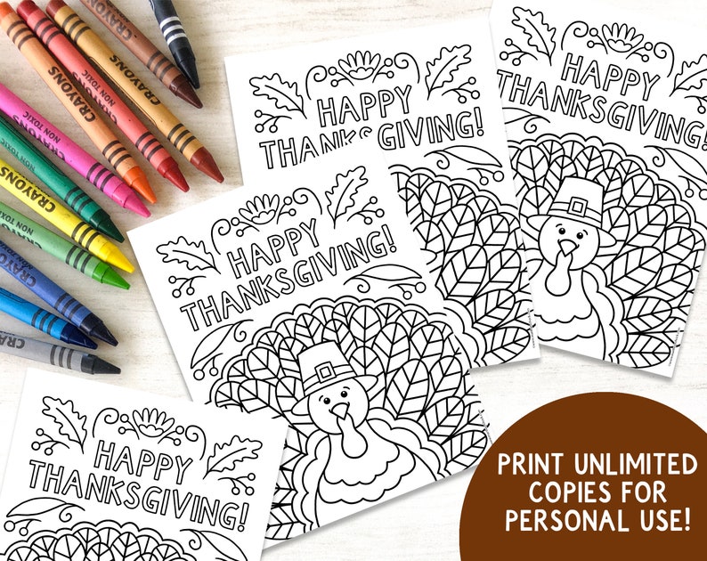 Thanksgiving Coloring Pages: 12 Printable Fall Activity Sheets (PDF) - Etsy