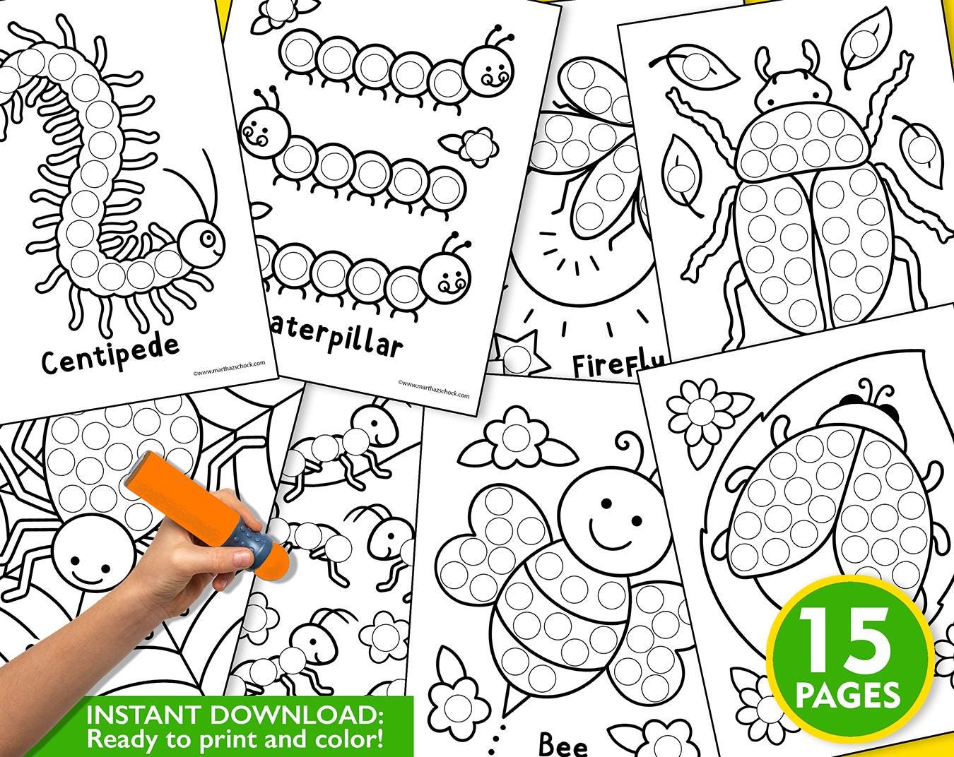 Insect Dot Marker Activity: Fine Motor Skills, Preschool Printable (PDF ...