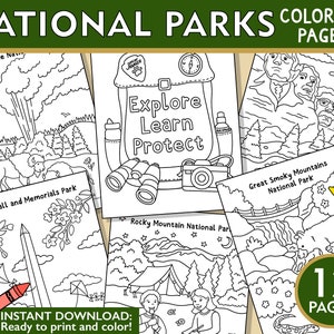 National Parks Coloring Pages: 12 Printable US Parks (PDF Download) - Etsy