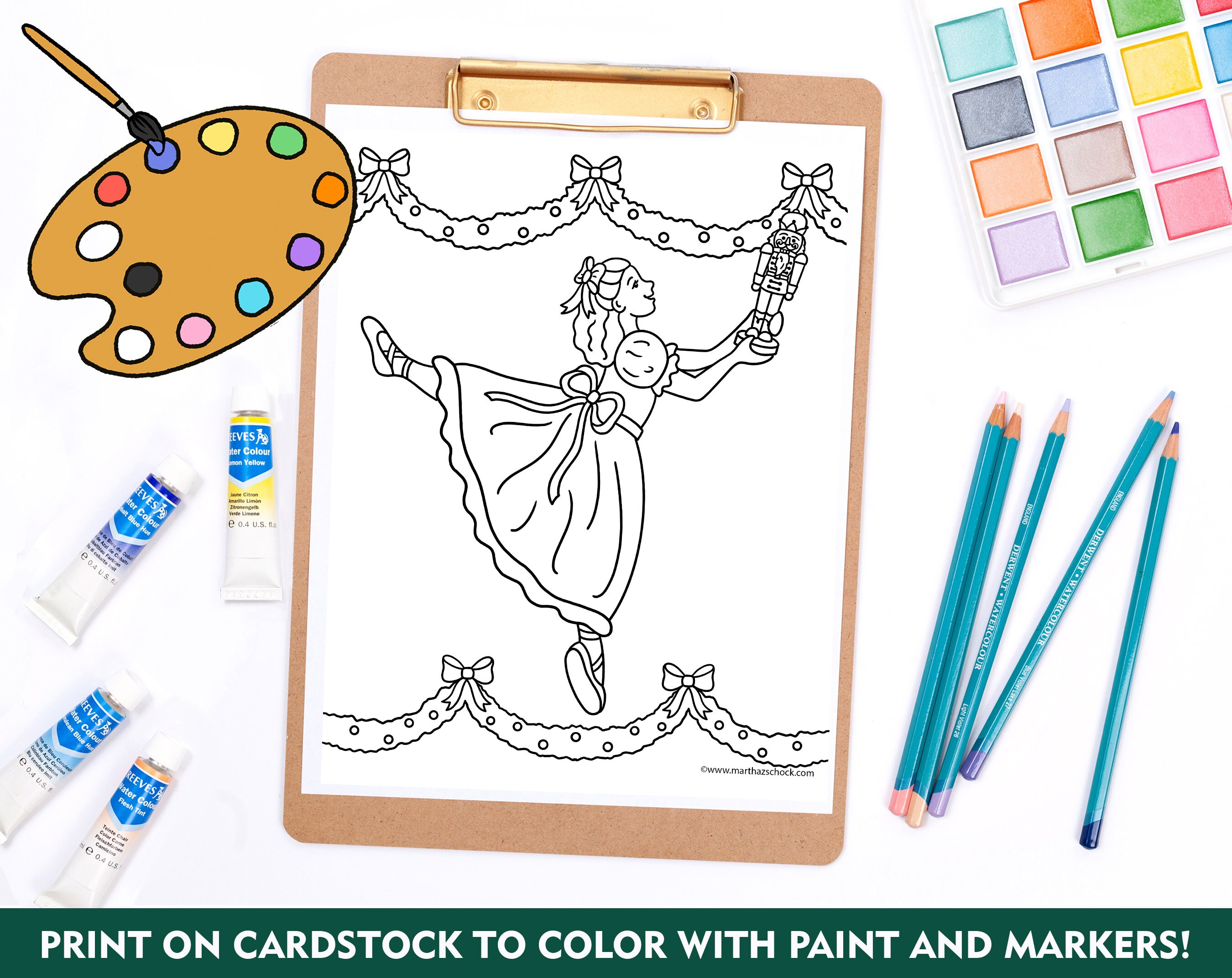 Nutcracker Ballet Coloring Pages: 20 Printable Christmas Holiday Sheets ...