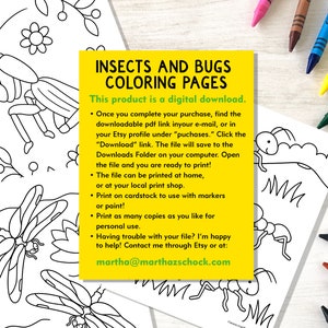 Insect & Bug Coloring Pages: Kids Activity (PDF Download) - Etsy